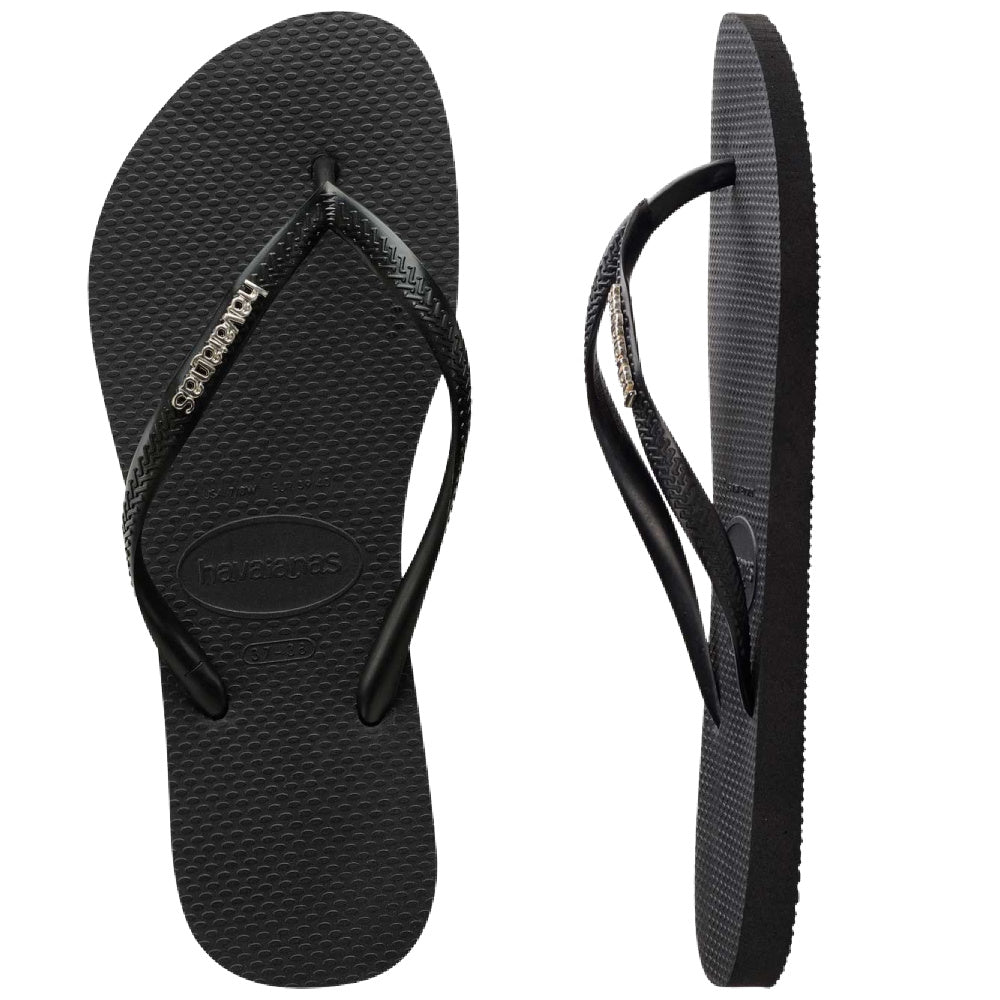 Havaianas | Womens Slim Metal Logo (Black/Silver) – Platinum Sports